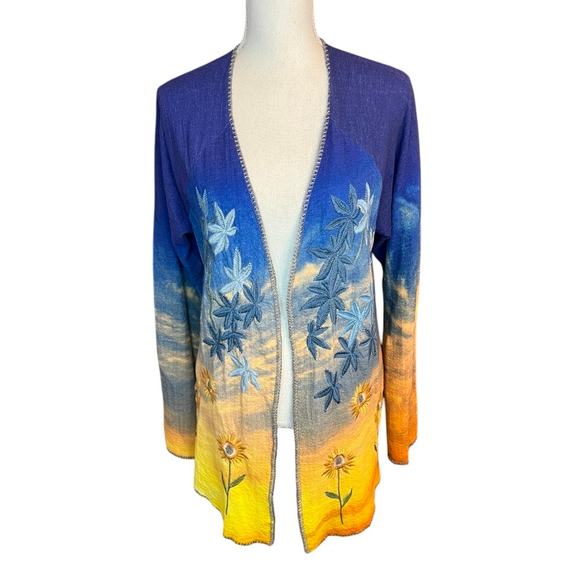 Johnny Was | Sweaters | Johnny Was Ombr Embroidered Palm Tree Cardigan ...